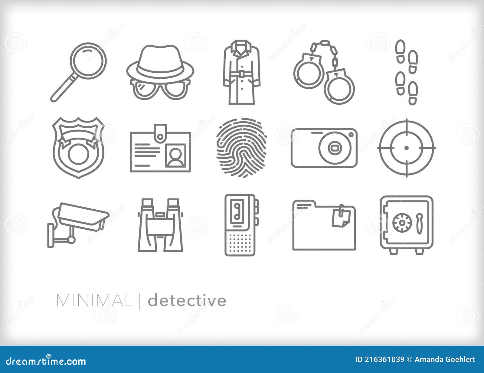 Detective Icon Set for a Spy or Investigator on the Case Stock Vector ...