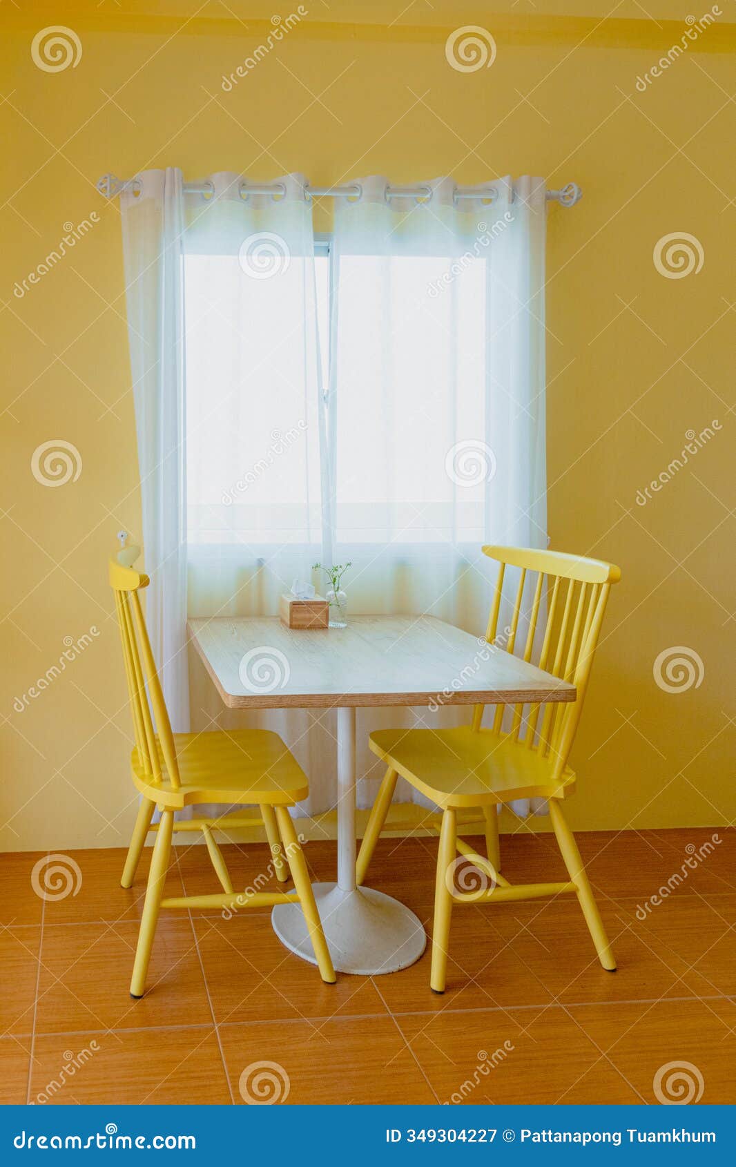 Minimal Dining Table Characterized by a Bright Yellow Color Palette ...