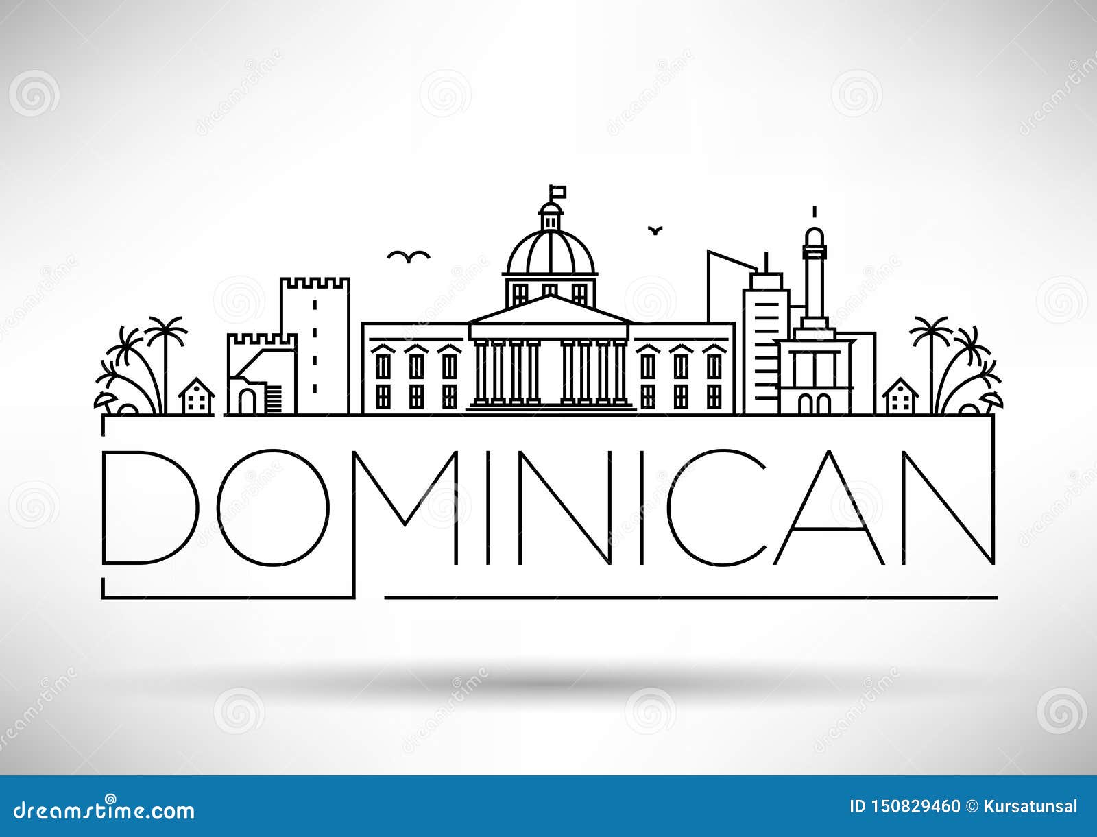 Minimal Dominican Republic City Linear Skyline with Typographic Design ...