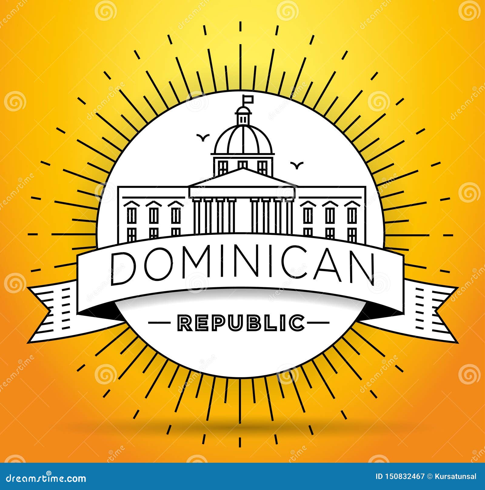 Minimal Dominican Republic City Linear Skyline with Typographic Design ...