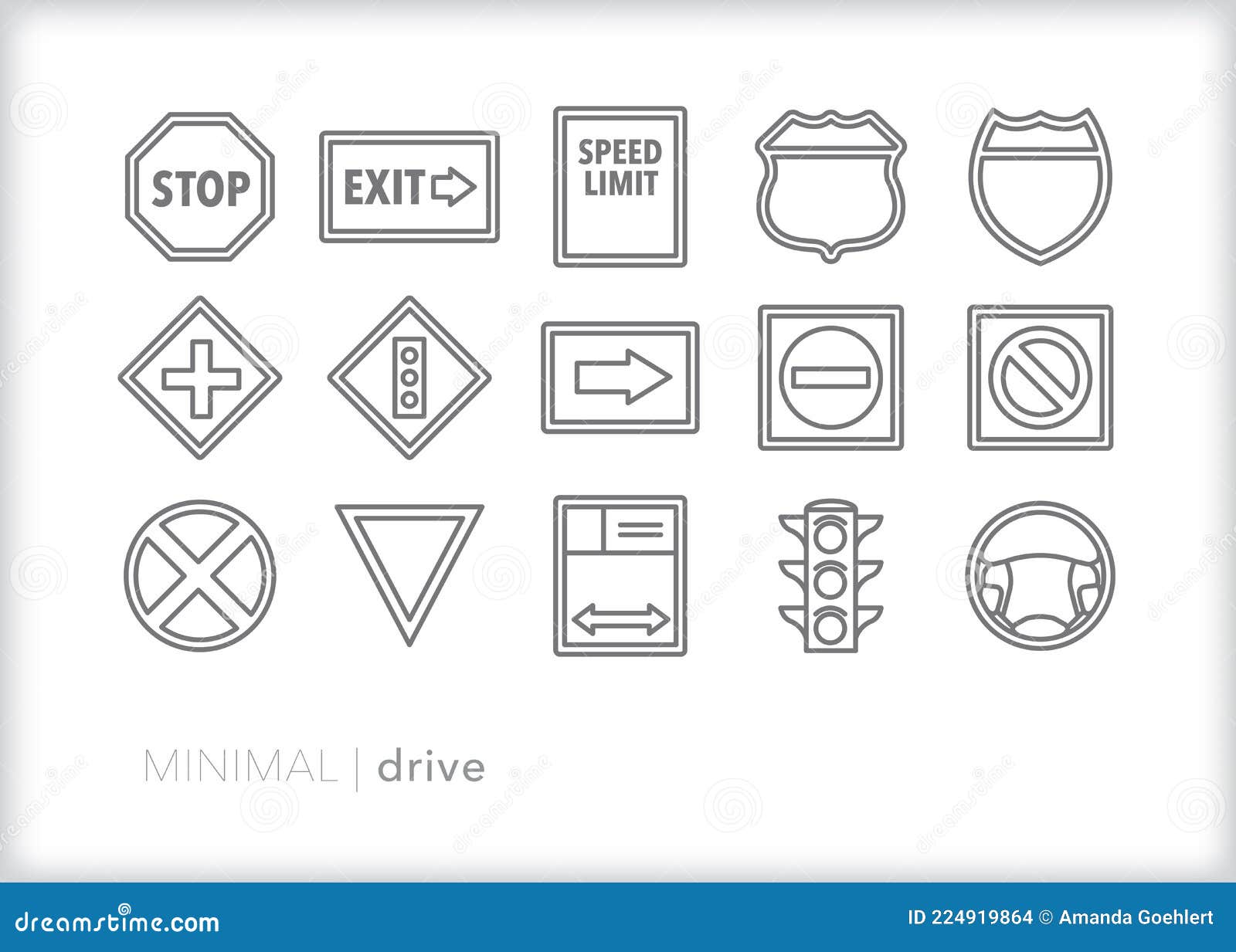 Minimal Drive Icons of Street Signs Stock Vector - Illustration of ...