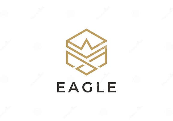 Minimal Eagle and Hexagon Logo Vector Design Stock Illustration - Illustration of wing, mascot ...