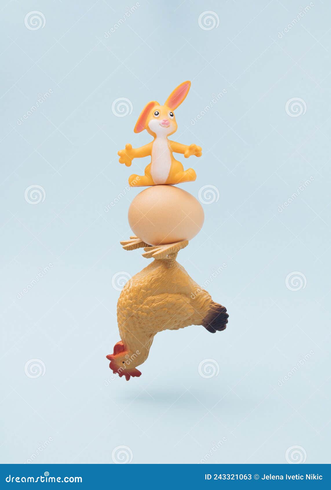 Minimal Easter Concept. Vertically Levitates Arranged Yellow Rabbit ...