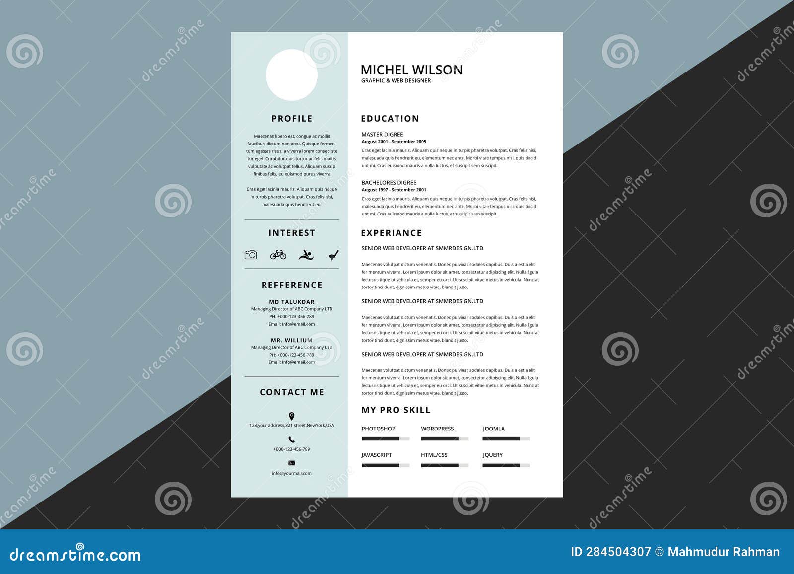 Elegant CV / Resume And Cover Letter Template - Dusty Rose Pink Cartoon ...