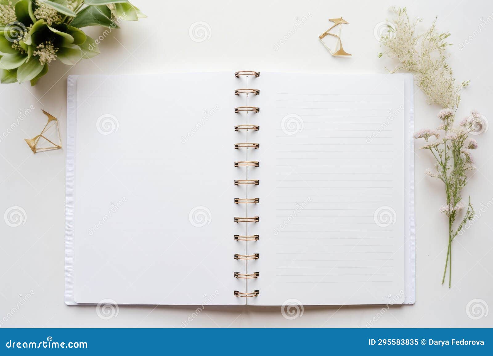 Minimal Empty Open Planner with Green Plants. Stock Image - Image of ...