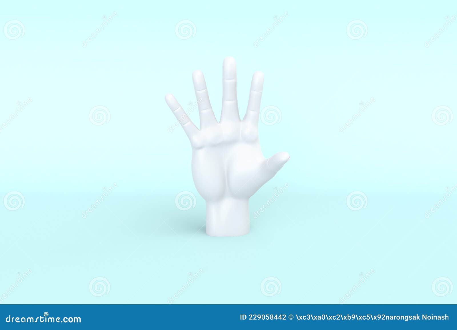 Minimal Empty Top View Hand Extended Isolated on Blue Background. Stock ...