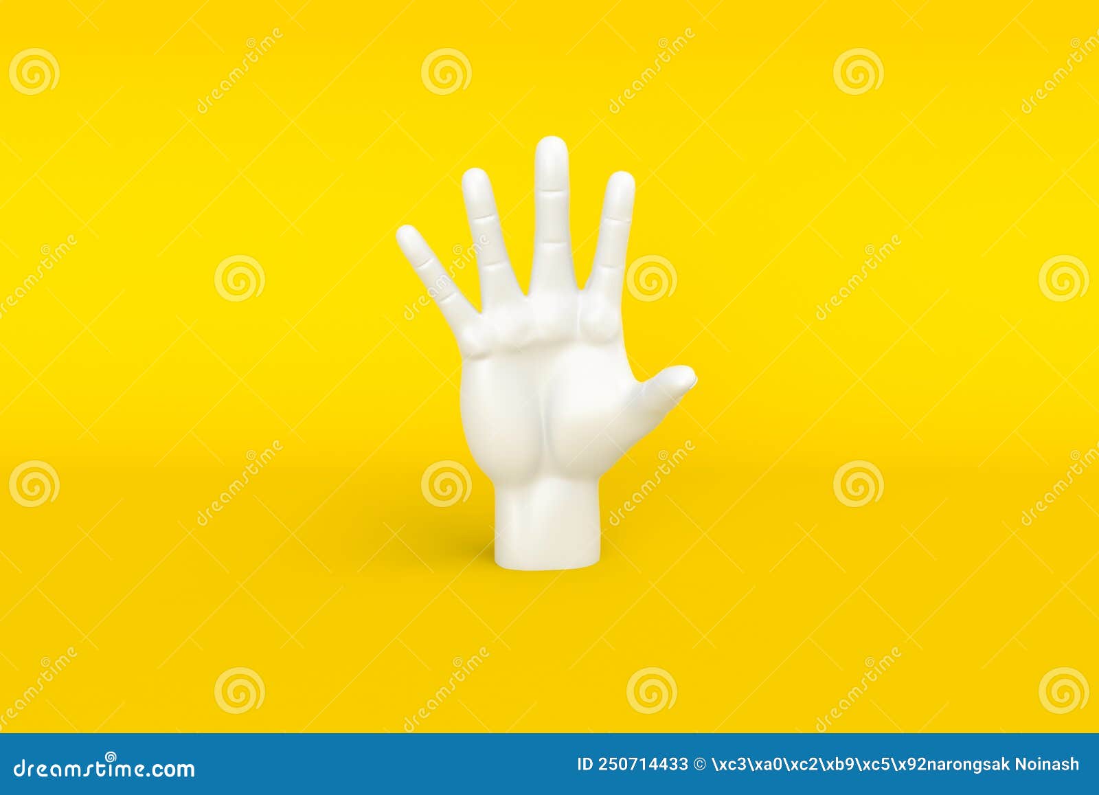 Minimal Empty Top View Hand Extended Isolated on Yellow Background. 3D ...
