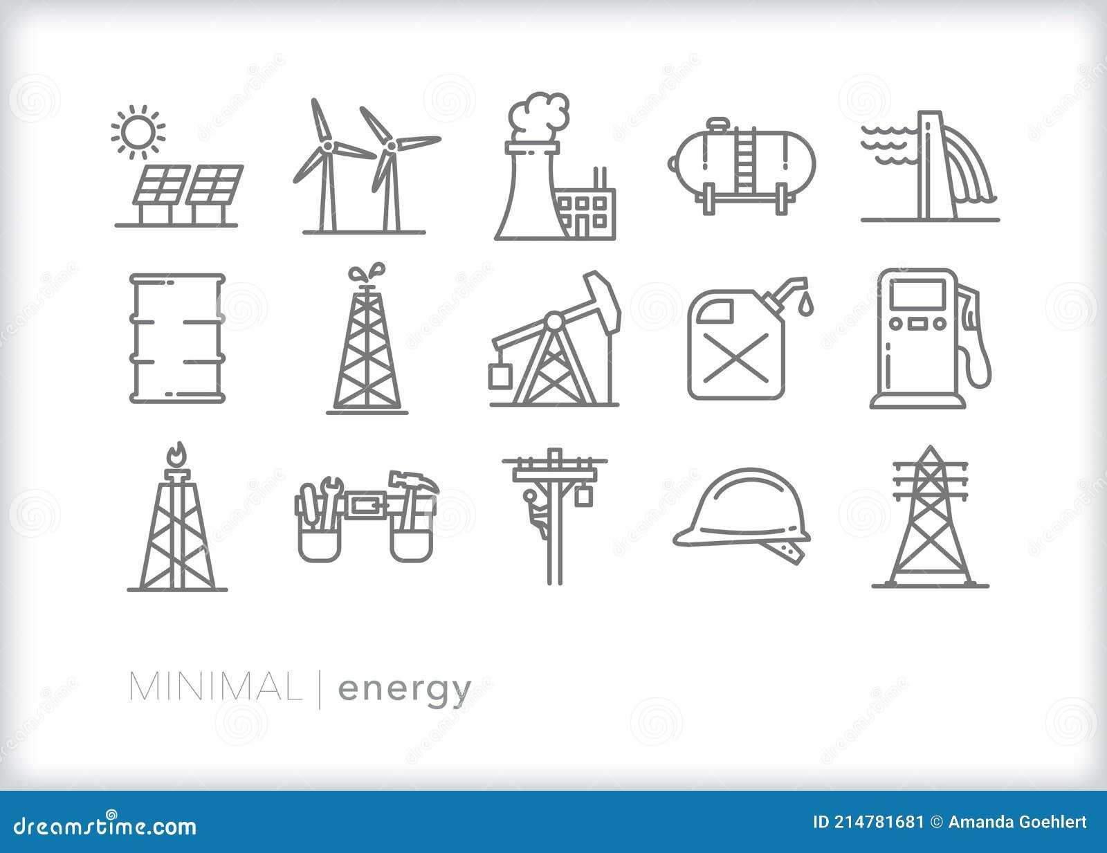 Energy Icons of Ways To Generate Power for the Electical Grid Stock ...