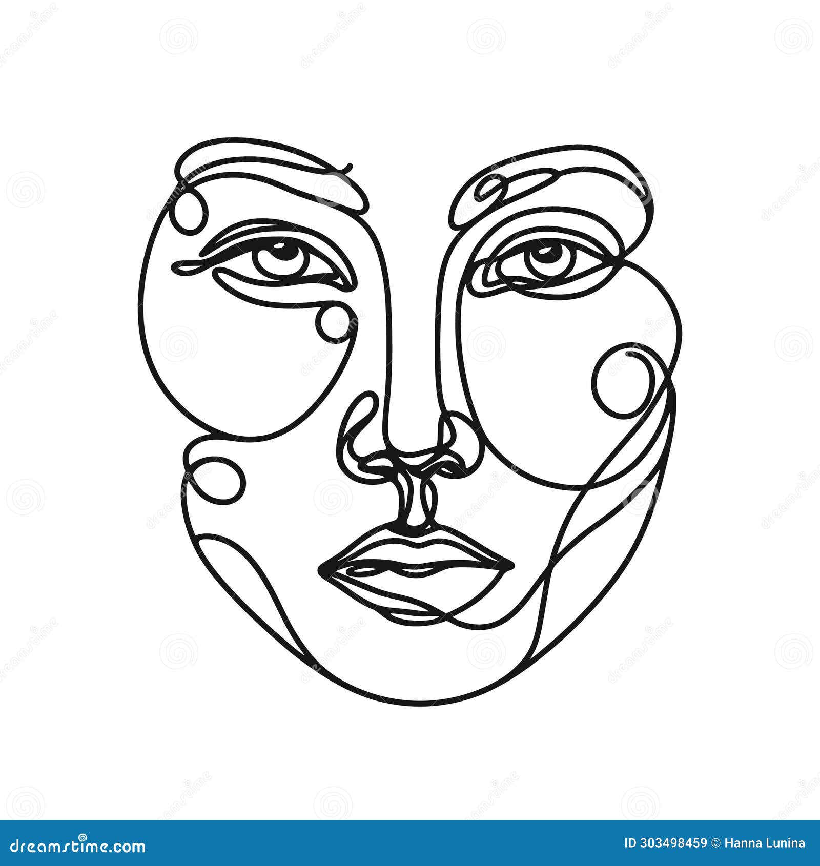 Minimal Female Face on a White Background. One Line Drawing Style Stock ...