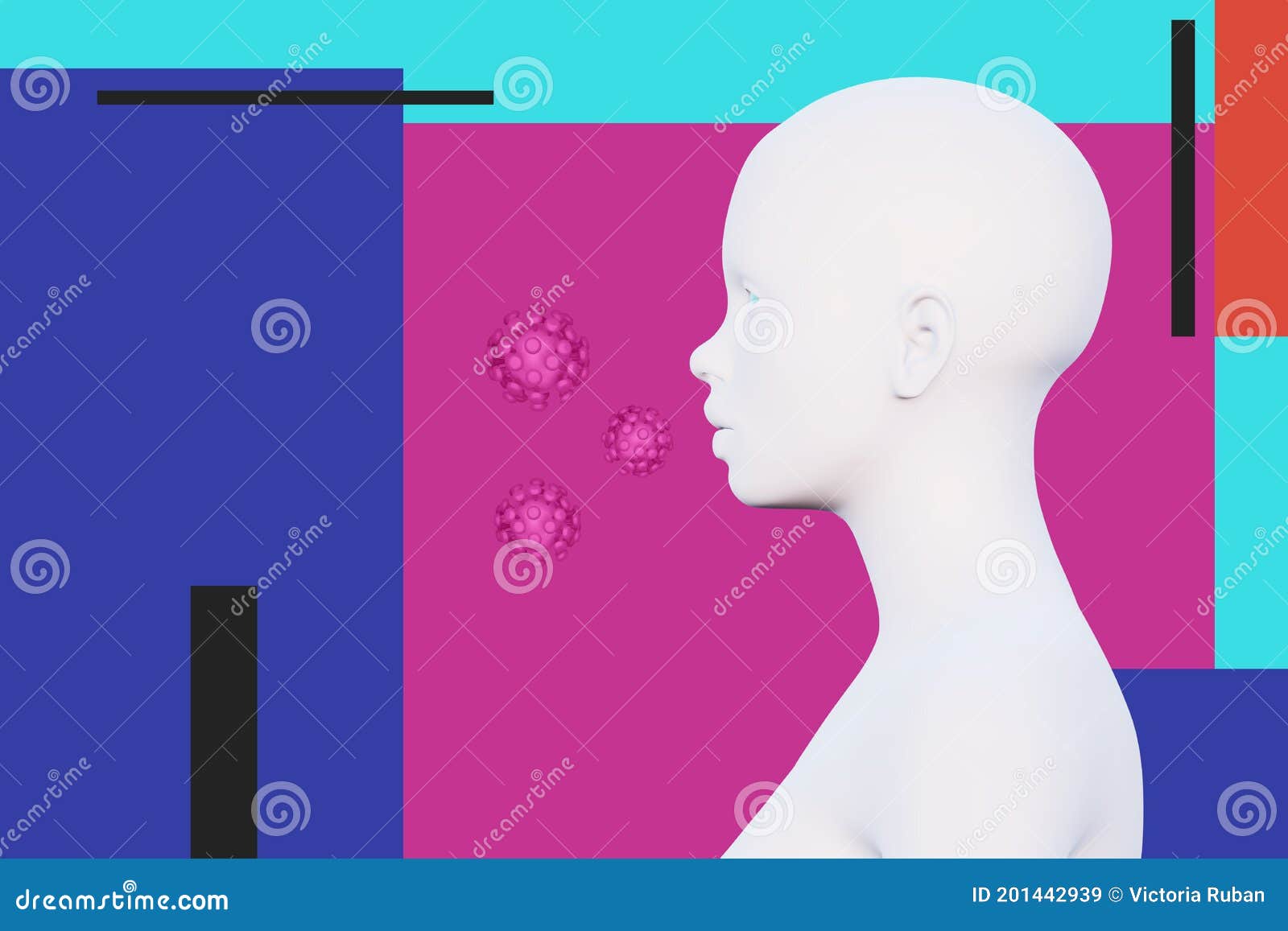 Minimal Female Head and Virus Cells, Cough Stock Illustration ...