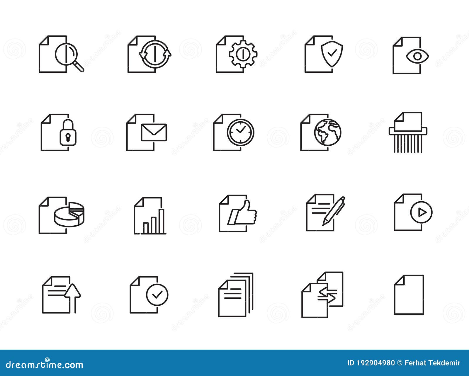Minimal file line icon set stock illustration. Illustration of file ...