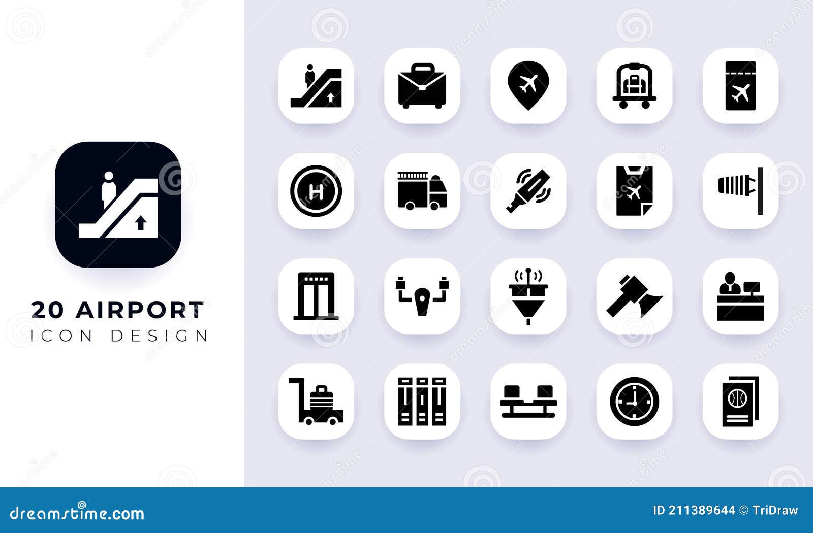 Minimal Flat Airport Icon Pack Stock Illustration - Illustration of ...
