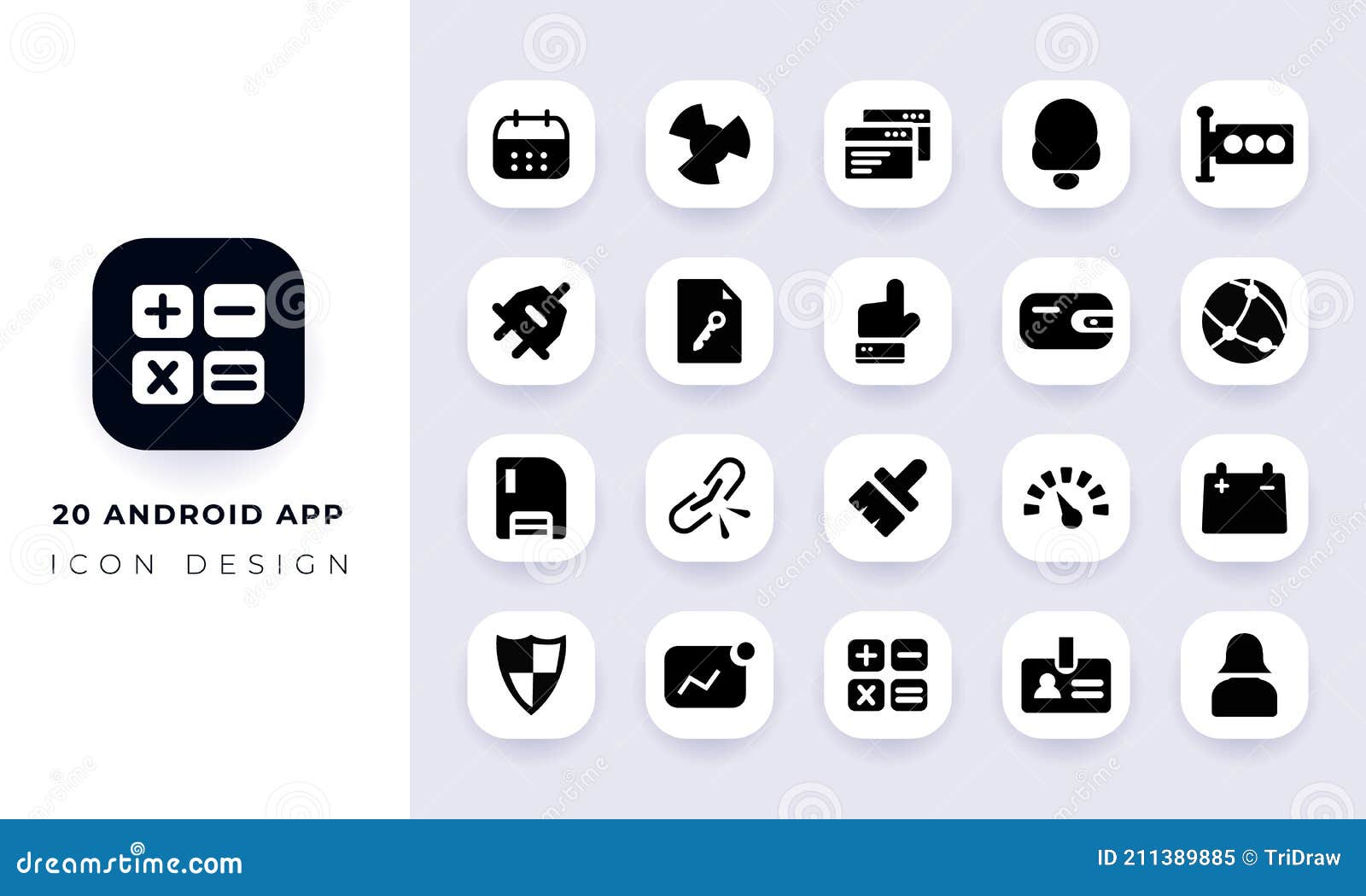 Minimal Flat Android App Icon Pack Stock Vector - Illustration of ...