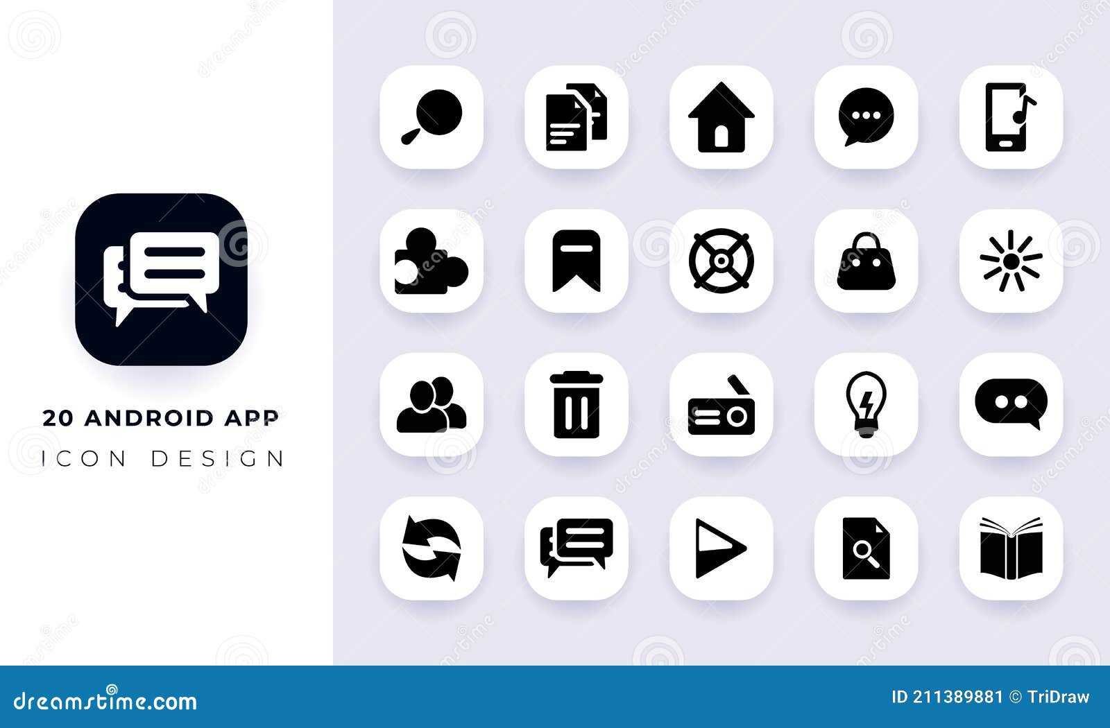Minimal Flat Android App Icon Pack Stock Vector - Illustration of ...