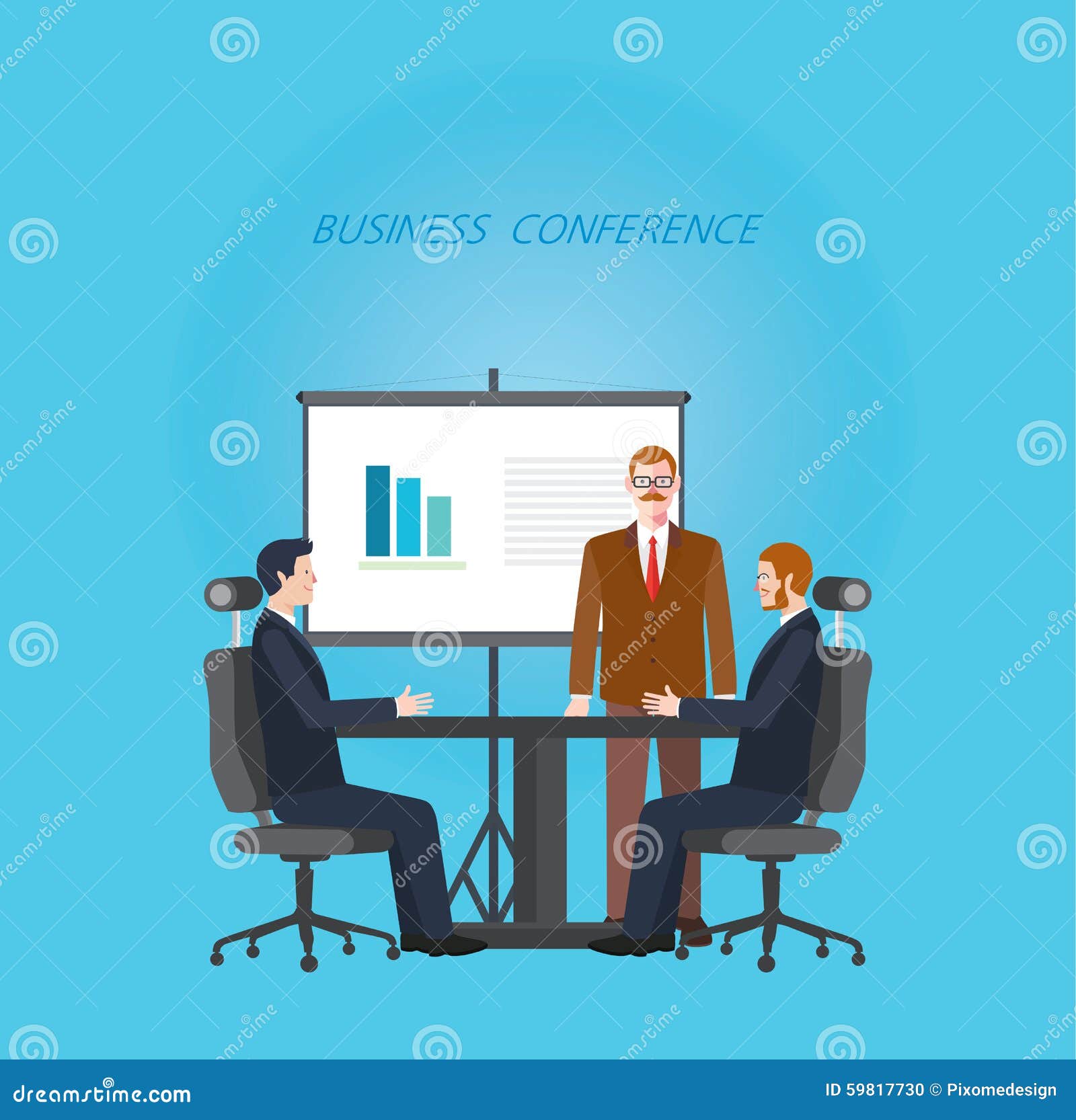 Minimal Flat Character of Business Conference Concept Illustrations ...
