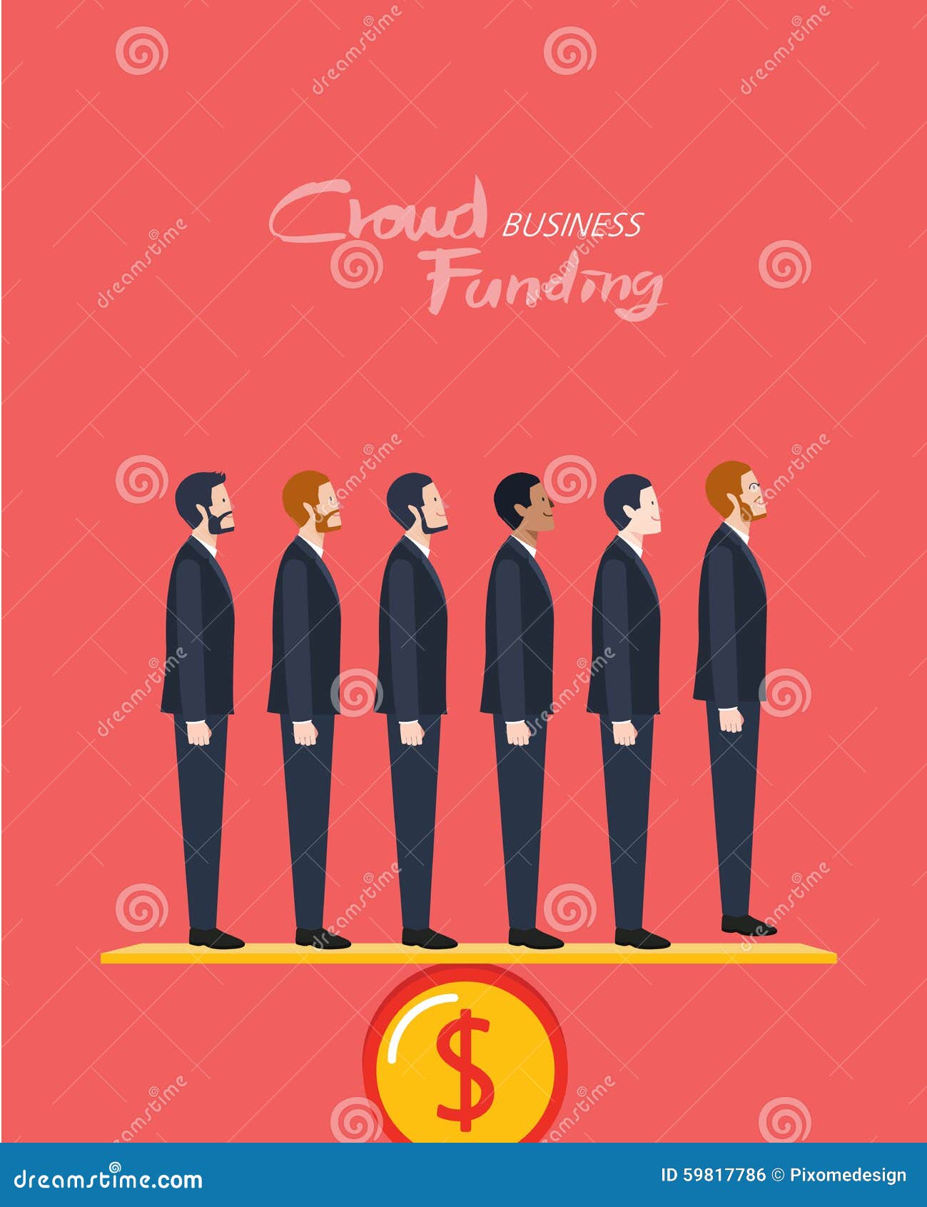 Minimal Flat Character of Business Crowd Funding Concept Illustrations ...