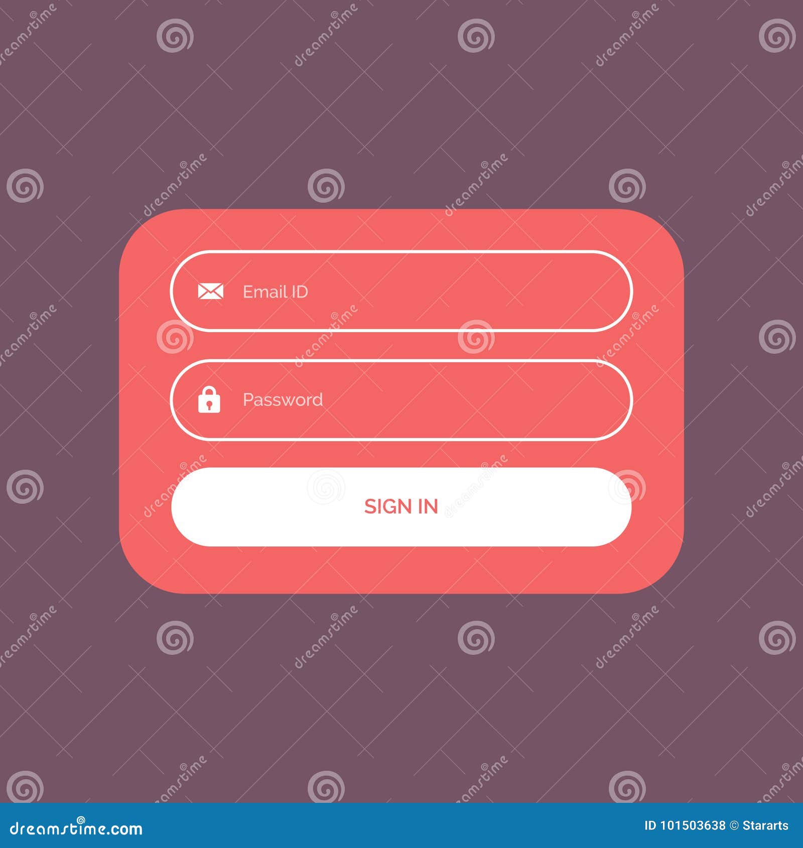 Minimal Flat Color Login Form Ui Template Design Stock Vector ... Minimal Flat Color Login Form Ui Template Design Stock Vector ...