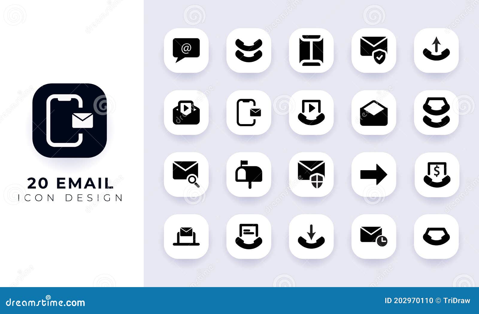 Minimal Flat Email Icon Pack Stock Illustration - Illustration of email ...