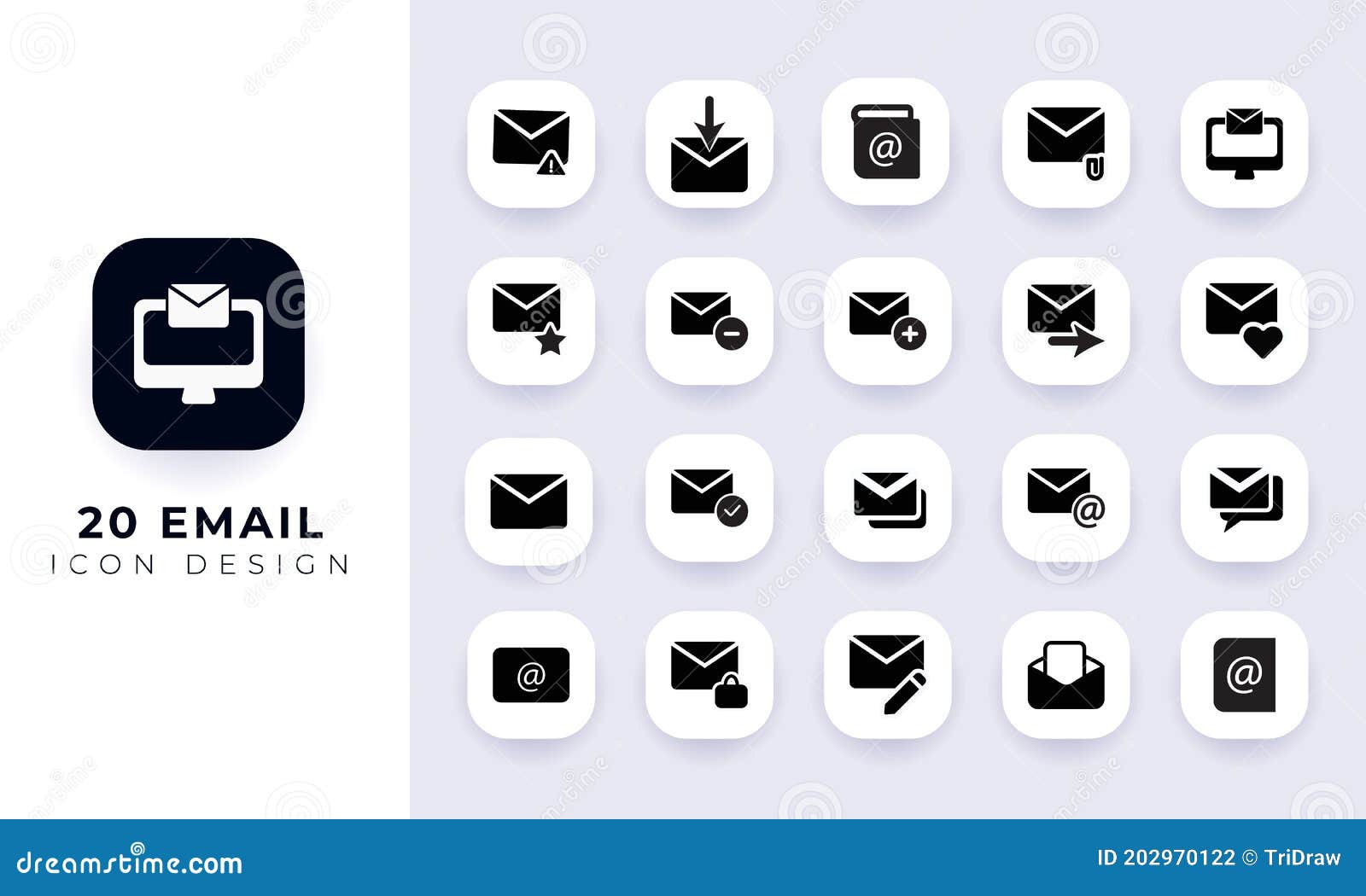 Minimal Flat Email Icon Pack Stock Illustration - Illustration of email ...