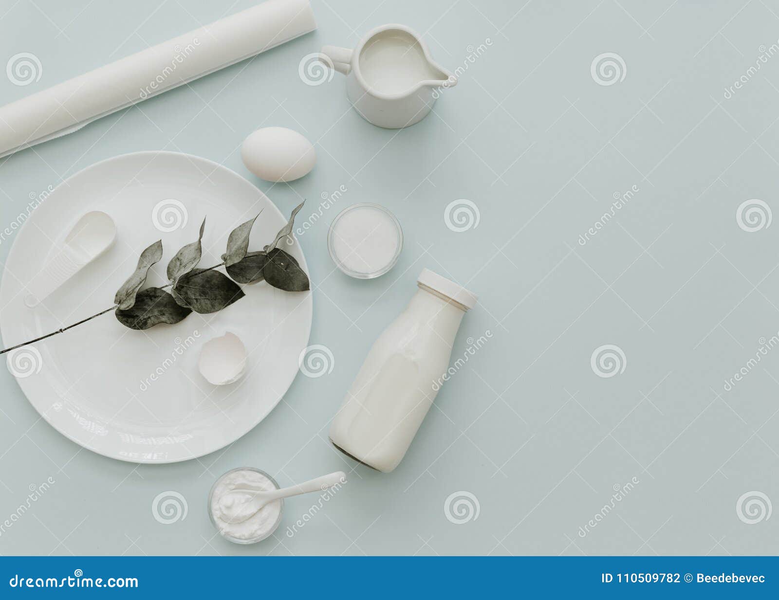 Minimal Flat Lay Composition with Ingredients for Baking Stock Photo ...
