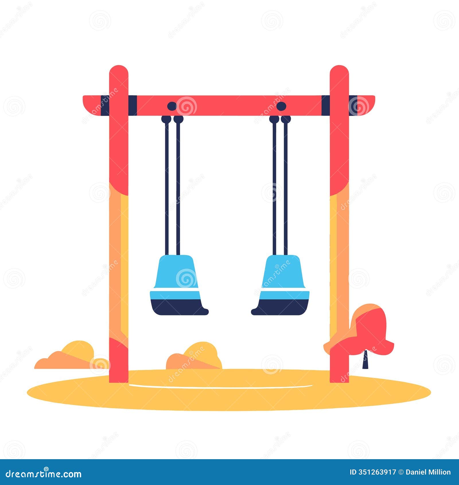 Minimal Flat Swing Set at an Empty Playground Flat Vector Stock ...