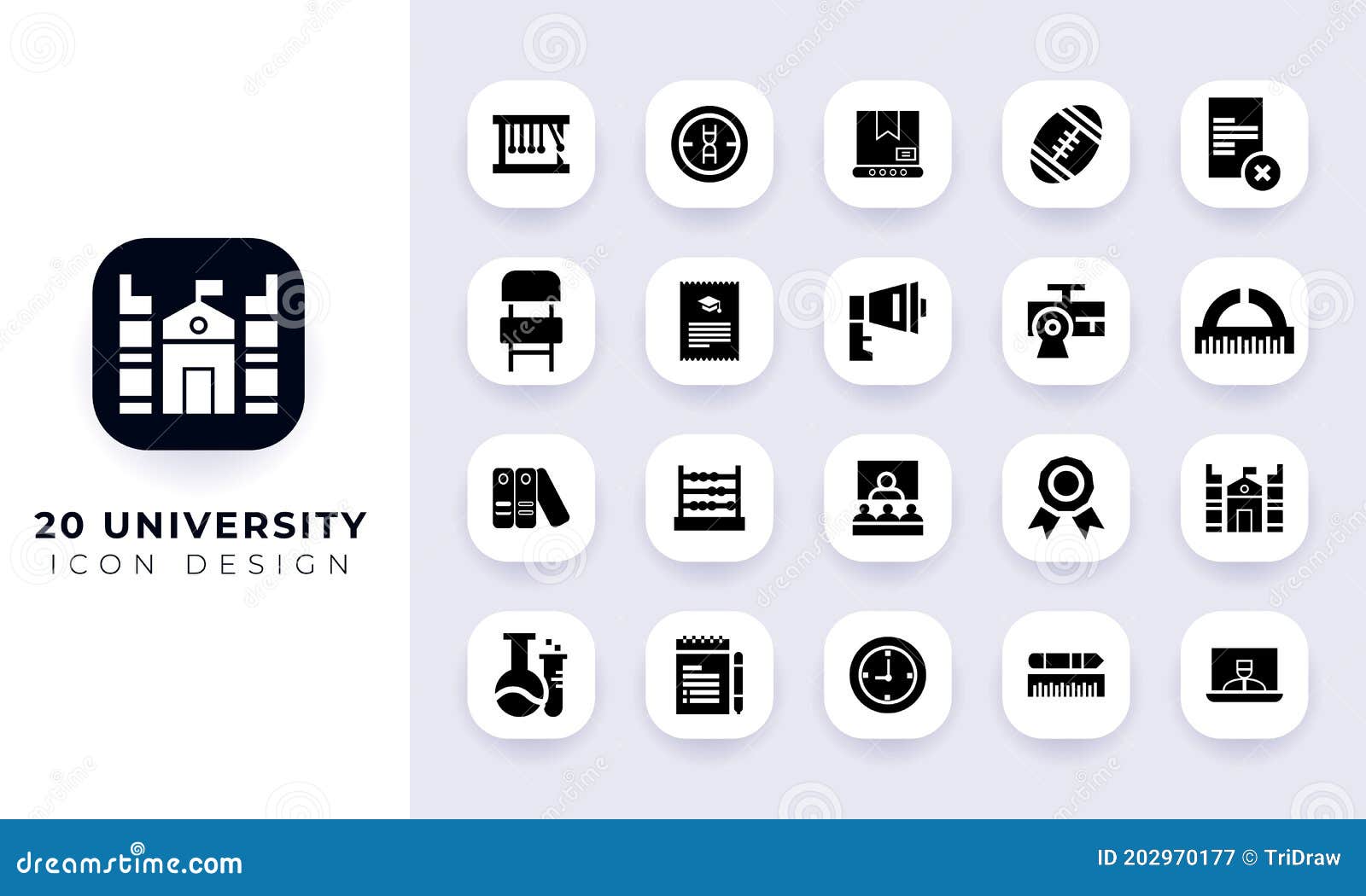 Minimal Flat University Icon Pack Stock Illustration - Illustration of ...