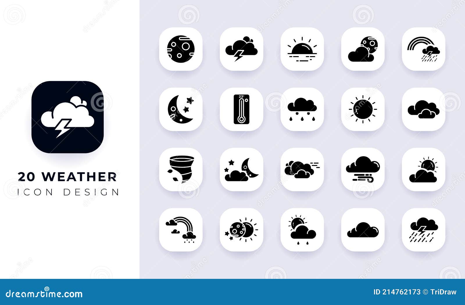 Minimal Flat Weather Icon Pack Stock Illustration - Illustration of ...