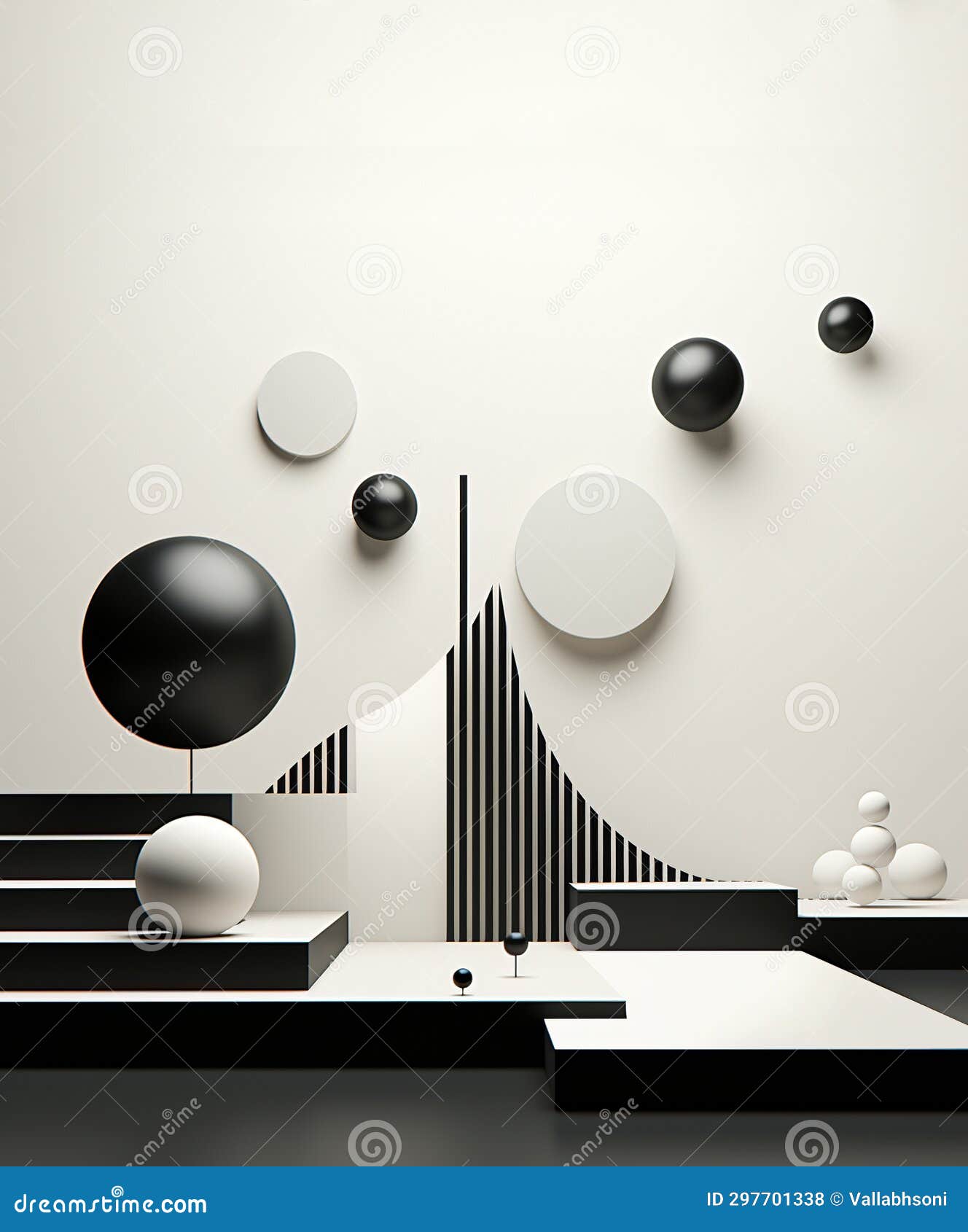 A Minimal 3D Object Composition for Wall Art Decor Stock Illustration ...