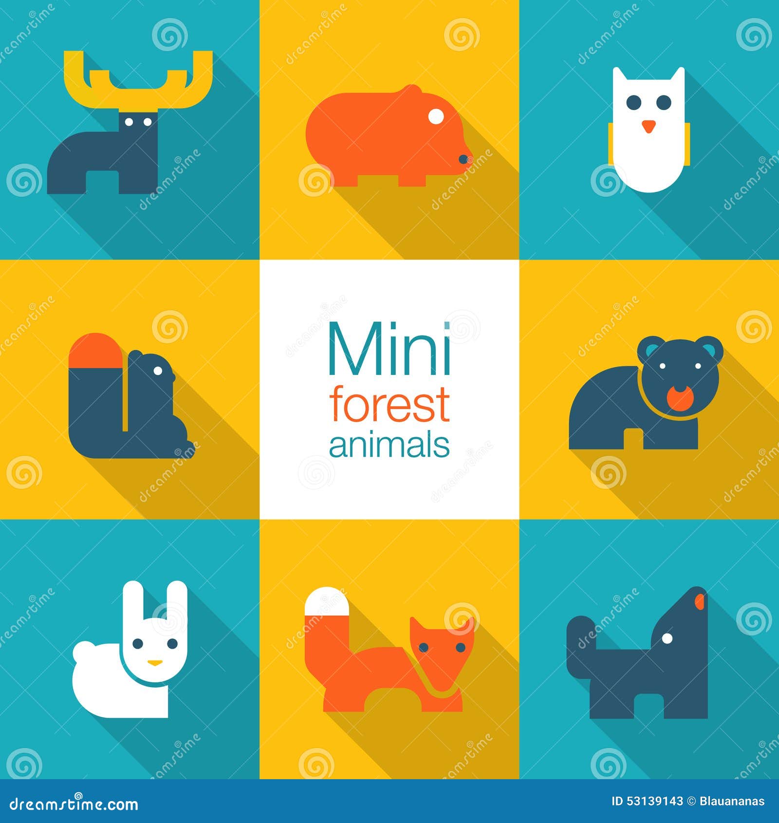 Minimal forest animals stock vector. Illustration of minimal - 53139143