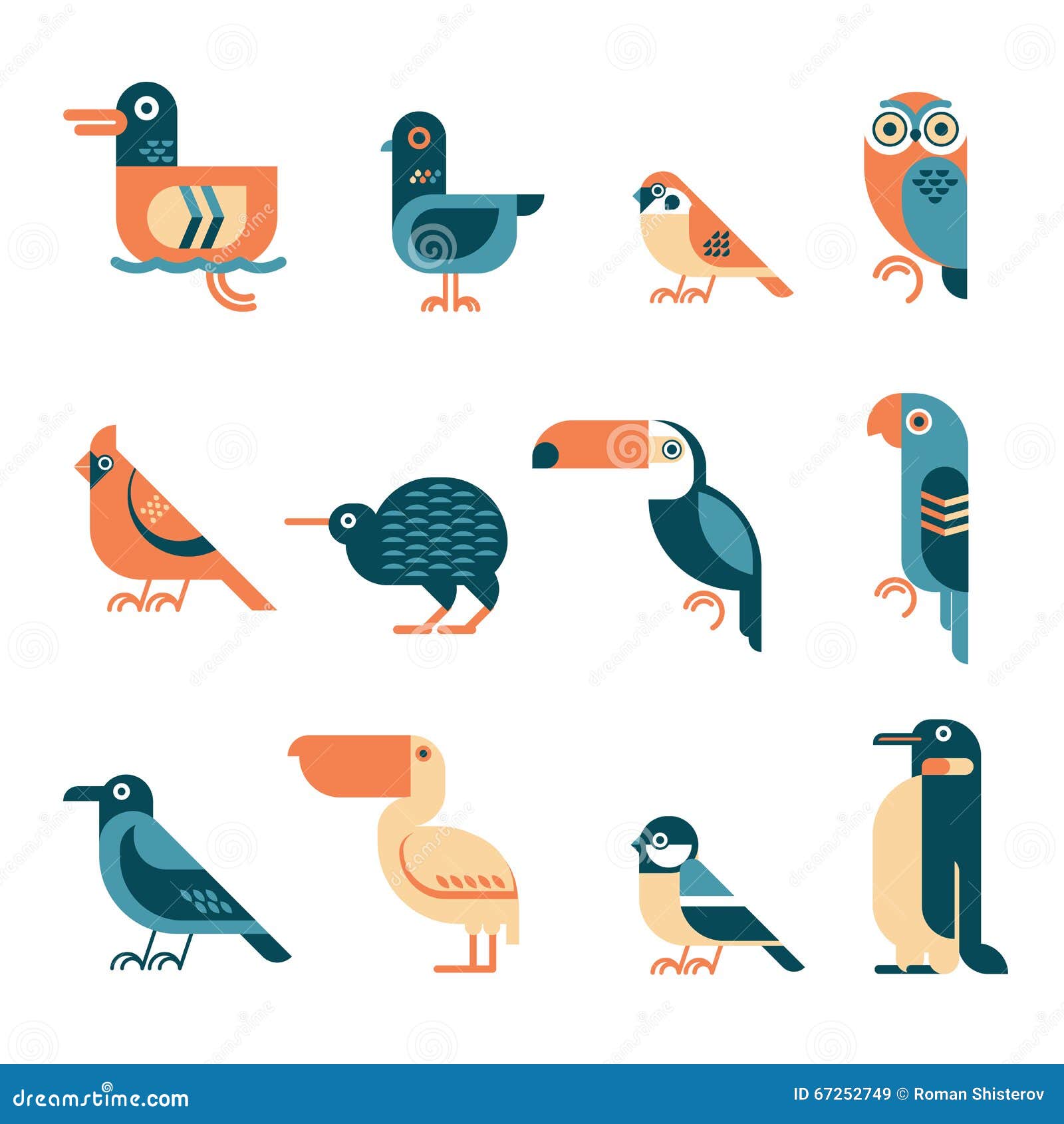 Minimal Geometric Birds Icon Set Stock Vector - Illustration of logo ...