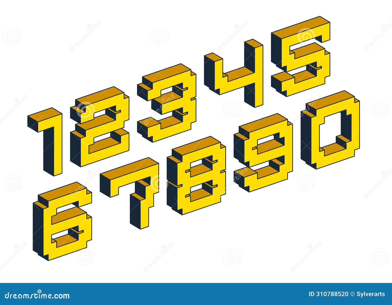 Minimal Geometric Cyberpunk 3D Numbers, Vector Dimensional Numerals in ...