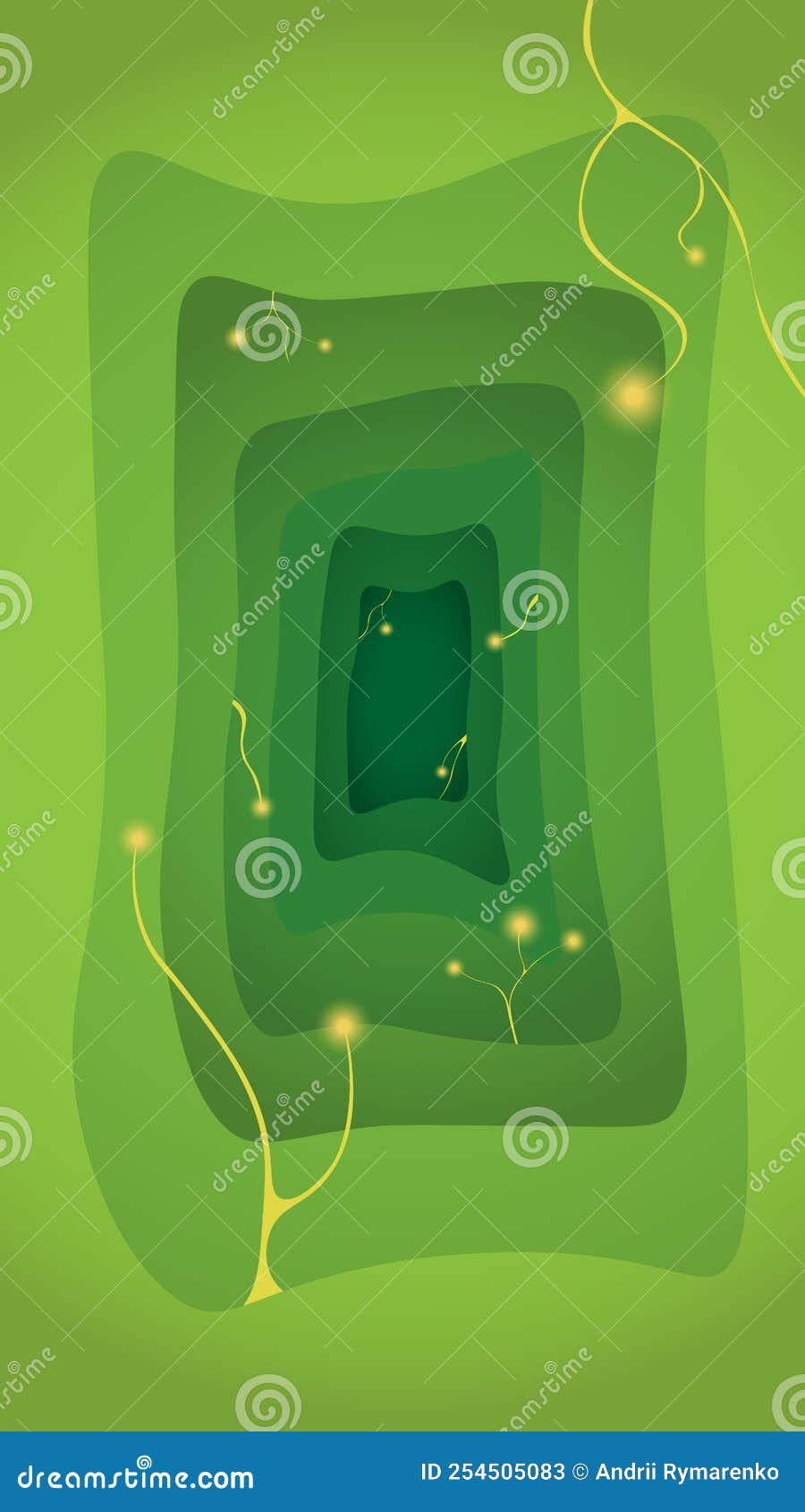 Minimal Geometric Papercraft Background. Green Circles Elements with ...