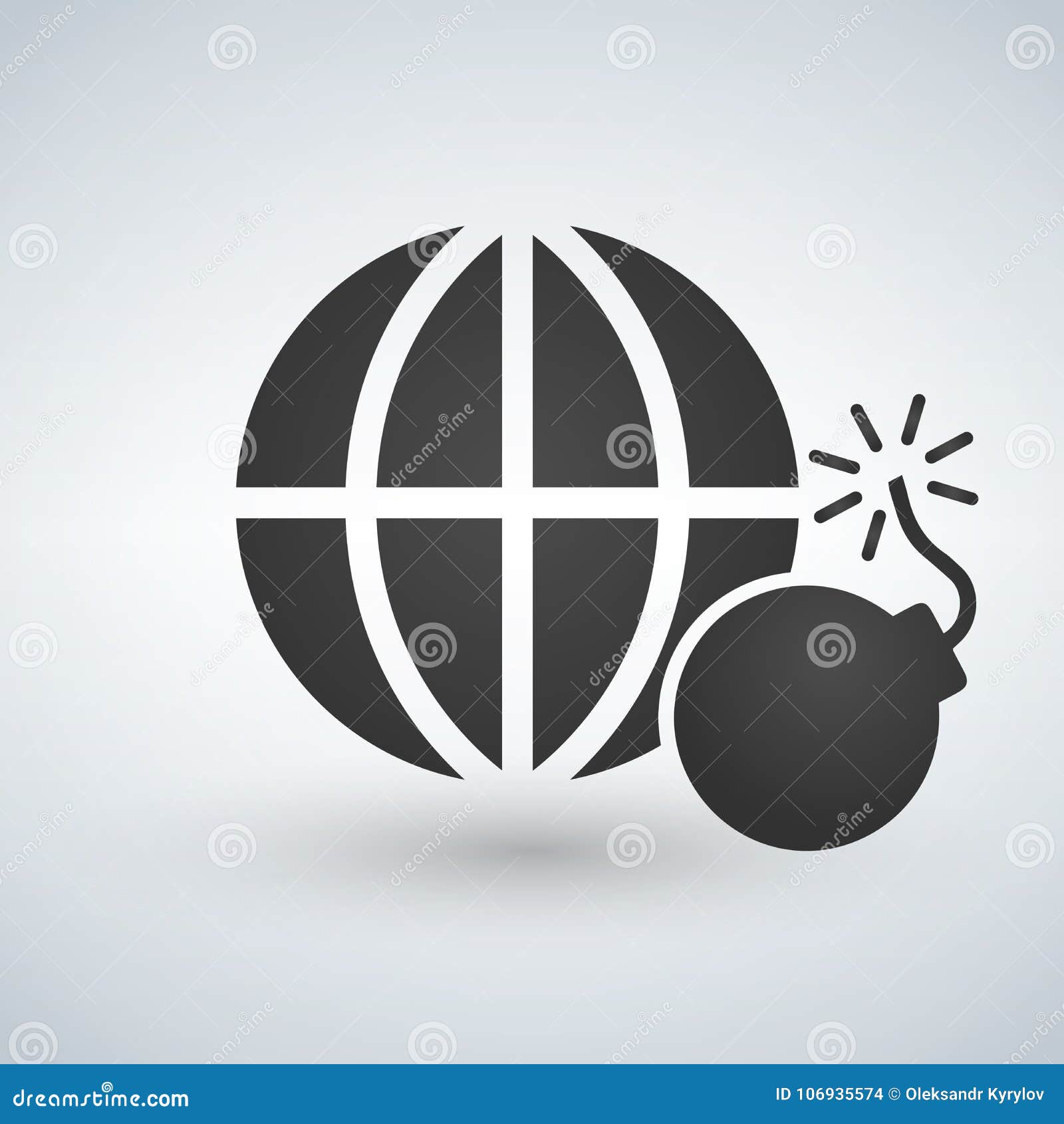 Icon Bomb Attention Red Round Symbol With White Falling Bomb Inside ...