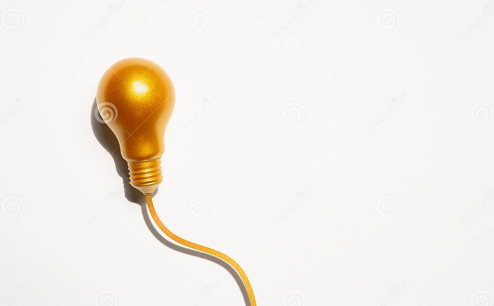Minimal Gold Light Bulb on Isolate White Stock Illustration ...