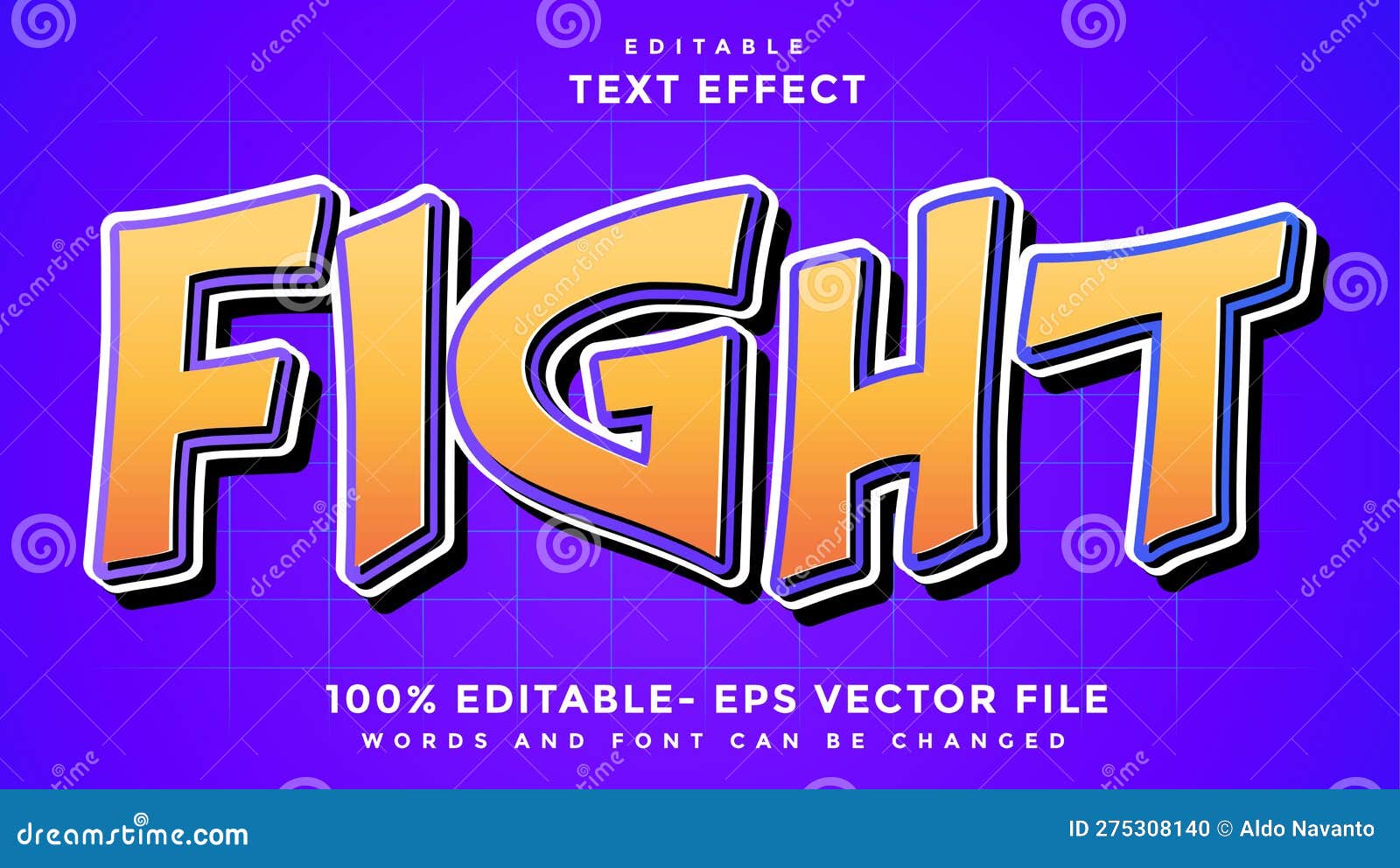 Minimal Gradient Word Fight Editable Text Effect Design, Effect Saved ...