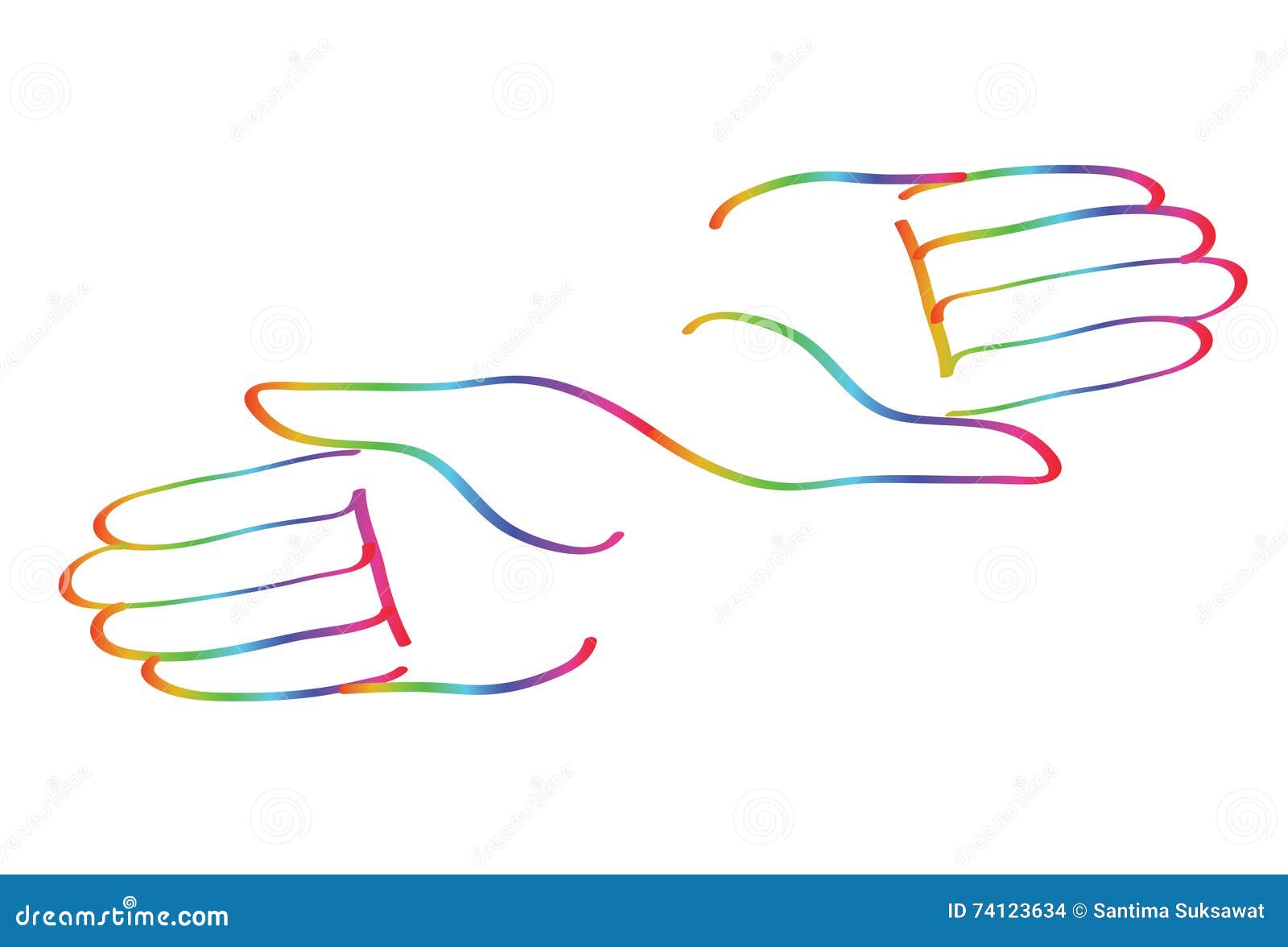 Minimal Hands Together Rainbow Symbol Vector Stock Vector ...