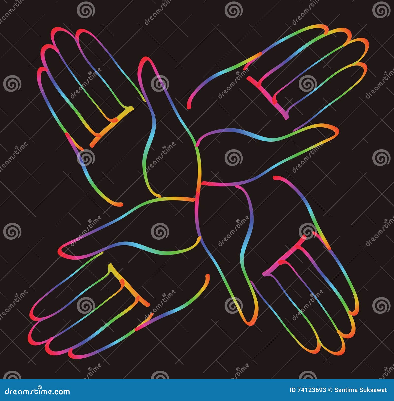 Minimal Hands Together Rainbow Symbol Vector Stock Vector ...