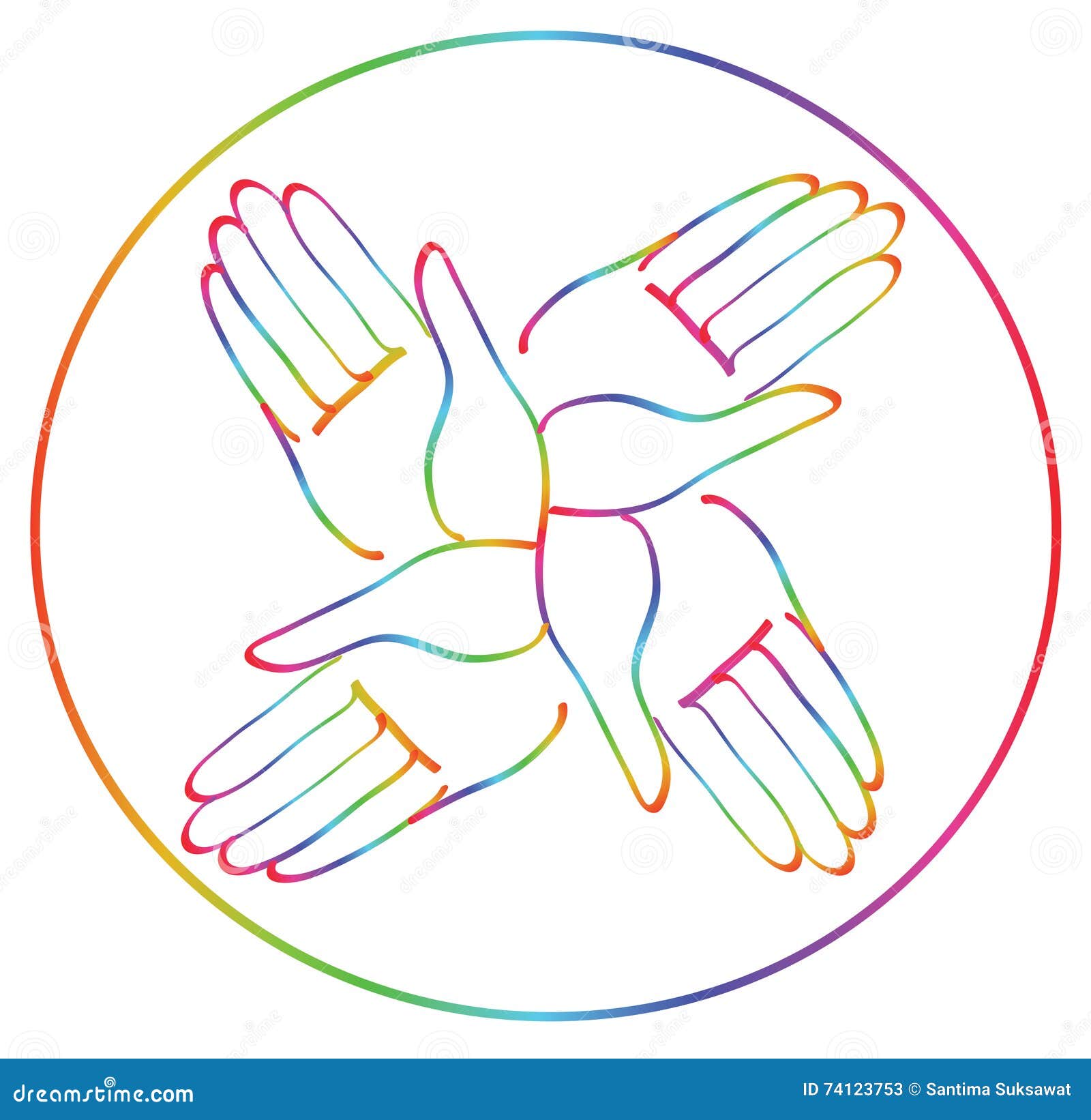 Minimal Hands Together Rainbow Symbol Vector Stock Vector ...