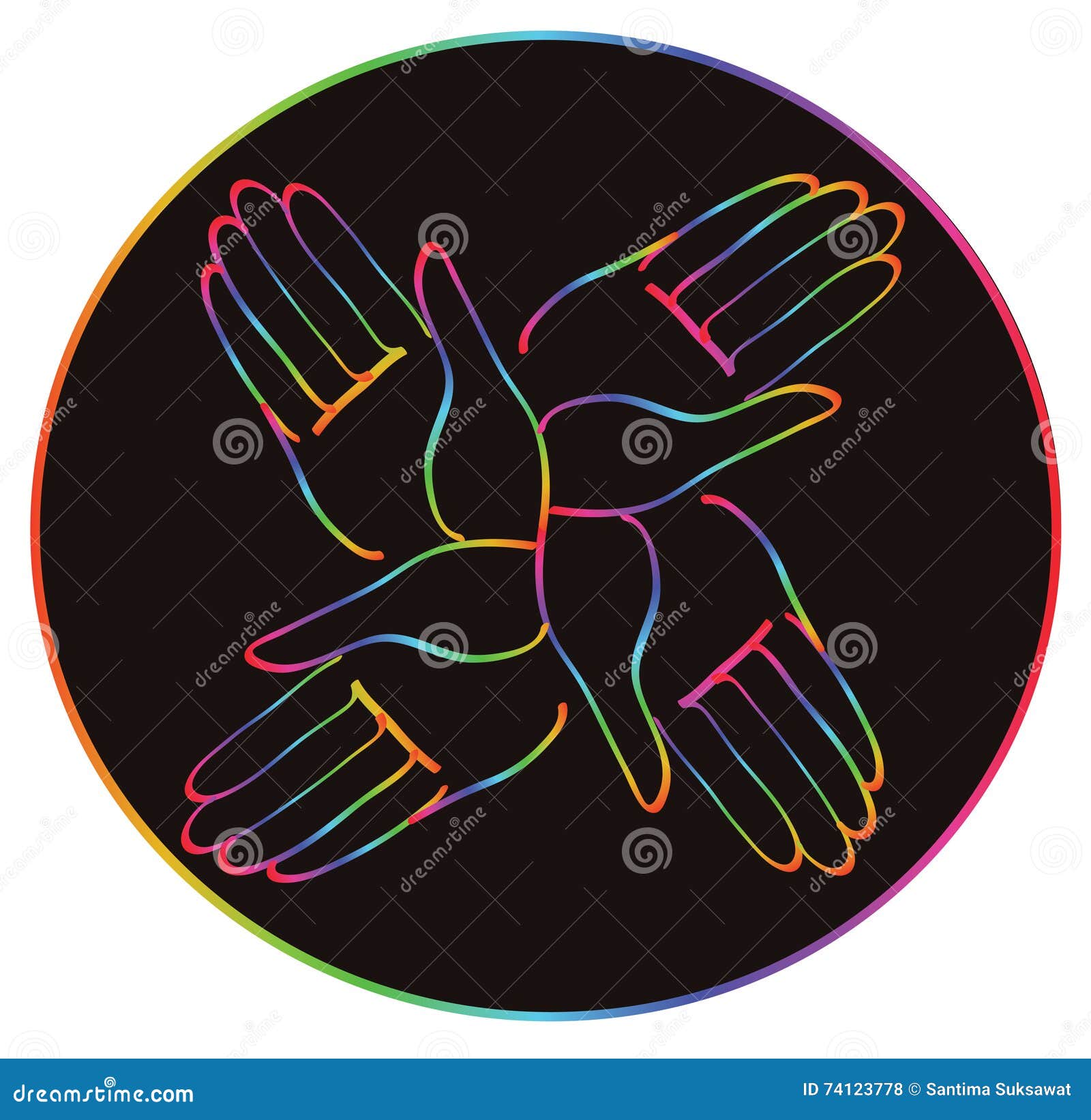 Minimal Hands Together Rainbow Symbol Vector Stock Vector ...