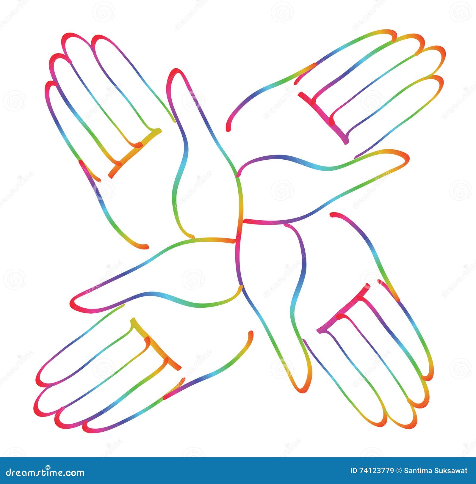 Minimal Hands Together Rainbow Symbol Vector Stock Vector ...