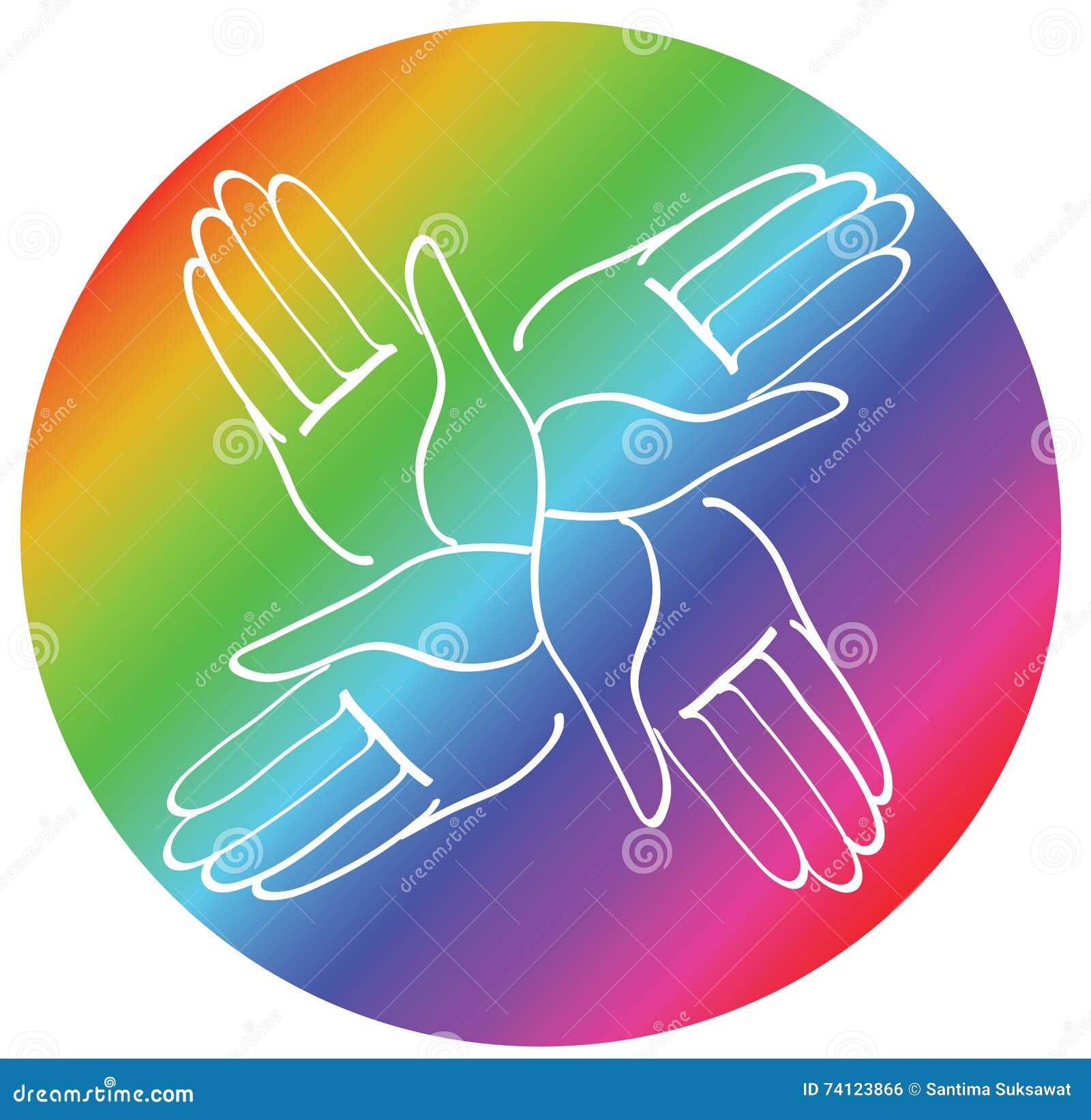Minimal Hands Together Rainbow Symbol Vector Stock Vector ...