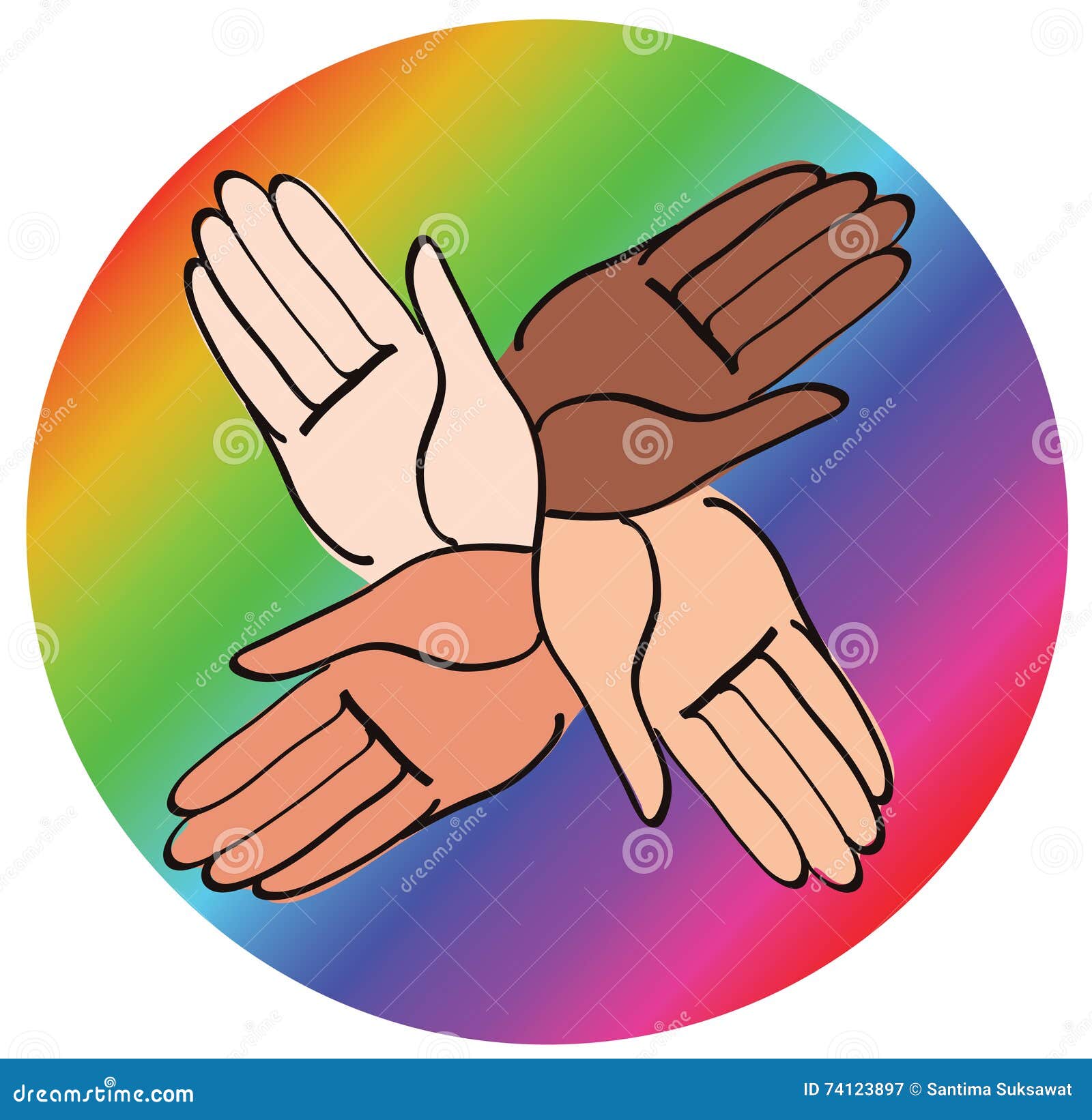 Minimal Hands Together Rainbow Symbol Vector Stock Vector ...