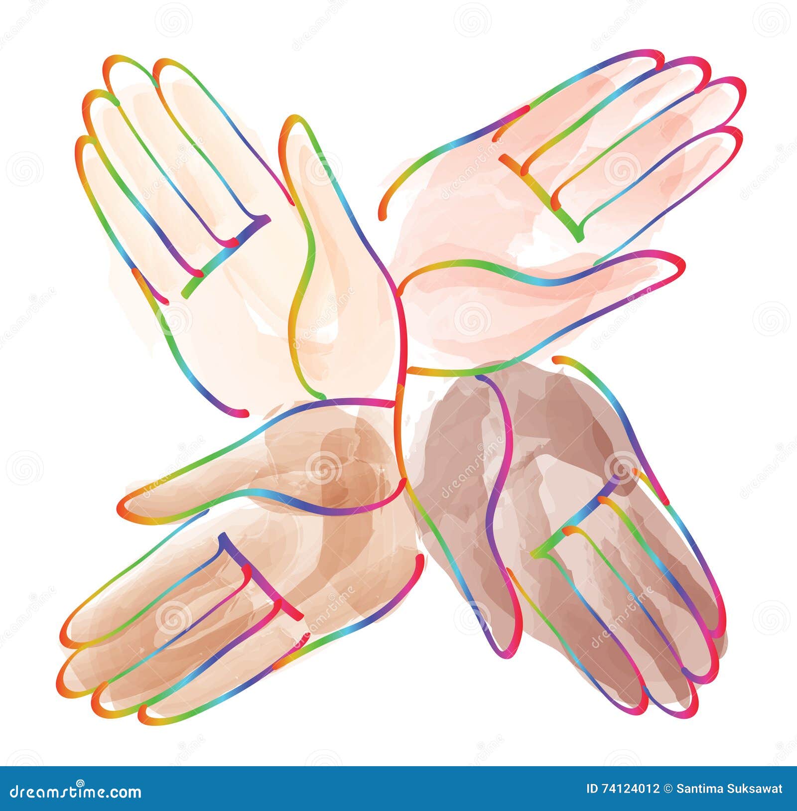 Minimal Hands Together Rainbow Symbol Vector Stock Vector ...