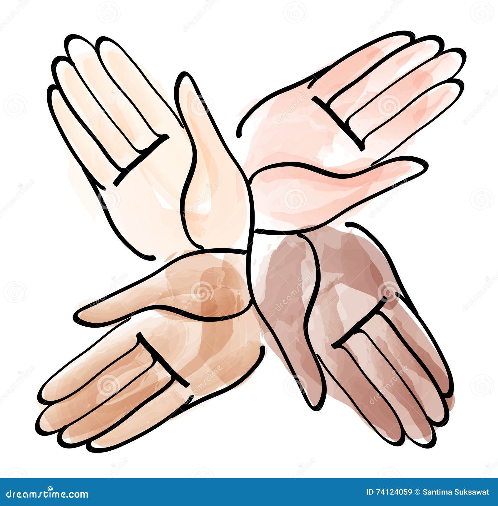 Minimal Hands Together Rainbow Symbol Vector | CartoonDealer.com #74123679