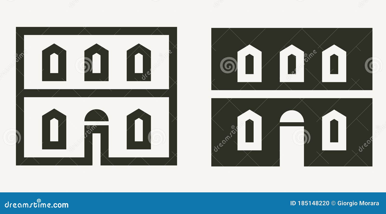Minimal Historical Building Facade Icons Stock Vector - Illustration of ...
