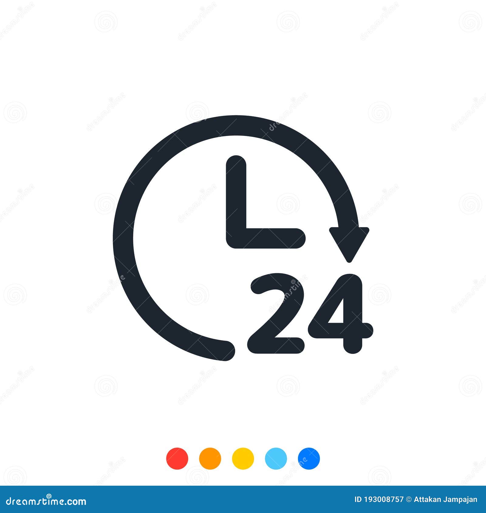 Minimal 24 Hour Clock Icon,Analog Clock,Vector and Illustration Stock ...