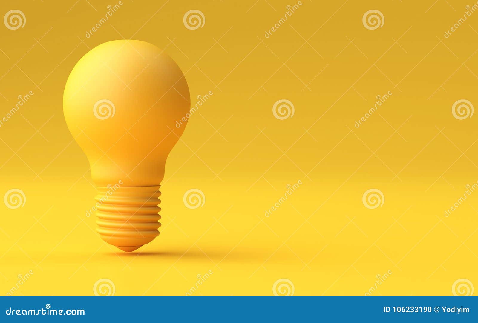Minimal Idea Design Concept Yellow Bulb on Yellow Pastel Background ...