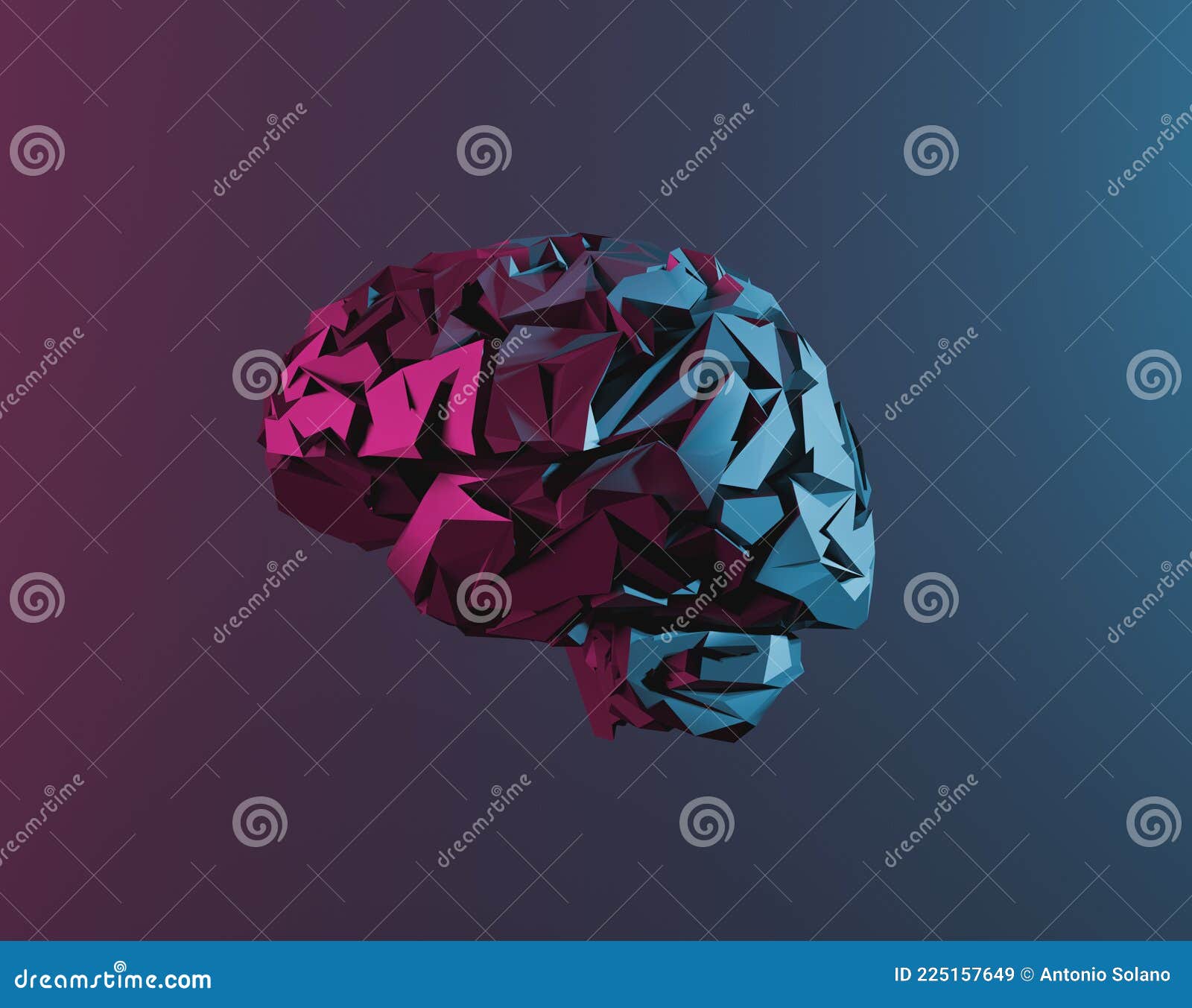 Low Poly Brain with Neon Light Stock Illustration - Illustration of ...