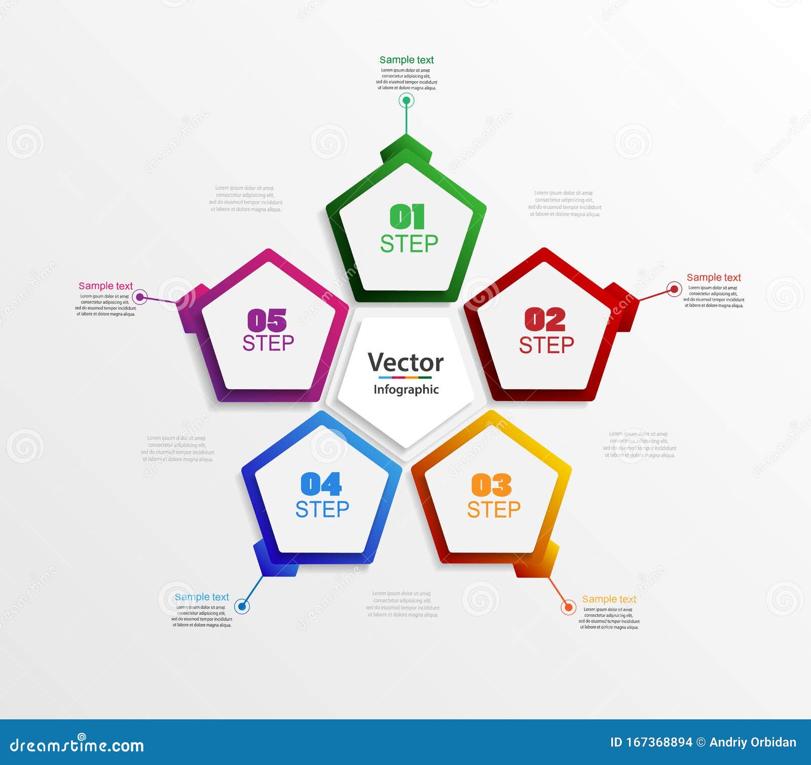Minimal Infographics with 5 Steps. Chart Process Template Stock Vector ...