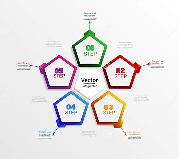 Minimal Infographics with 5 Steps. Chart Process Template Stock Vector ...